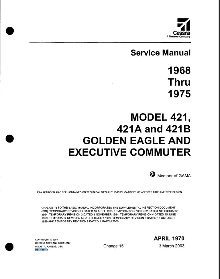 Cessna 421 Aircraft Maintenance Manual AMM Download - Air 2 Manuals