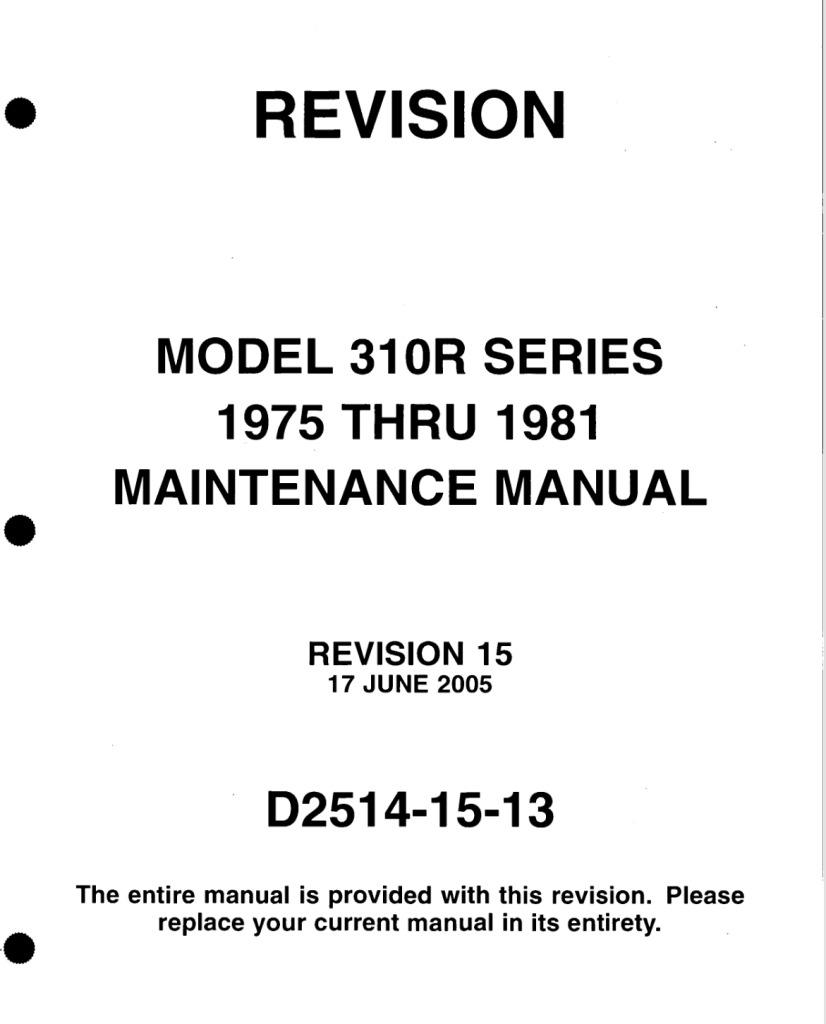 Cessna 310 Aircraft Maintenance Manual (AMM) Download - Air 2 Manuals